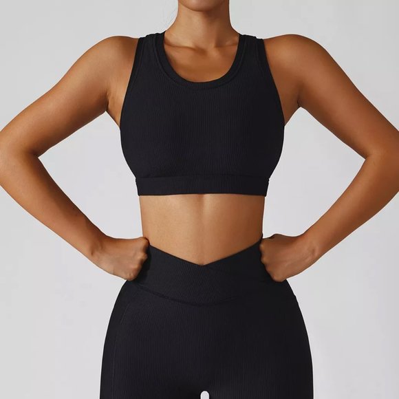 Smoosh | Tops | Ribbed Sports Bra Black | Poshmark